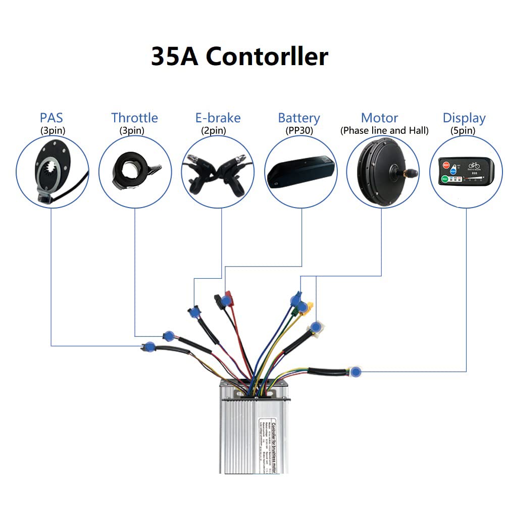 Ebike 35A Control System kit KT Kunteng Controller LED 880 Display for Ebike Electric Bicycle Conversion Kit