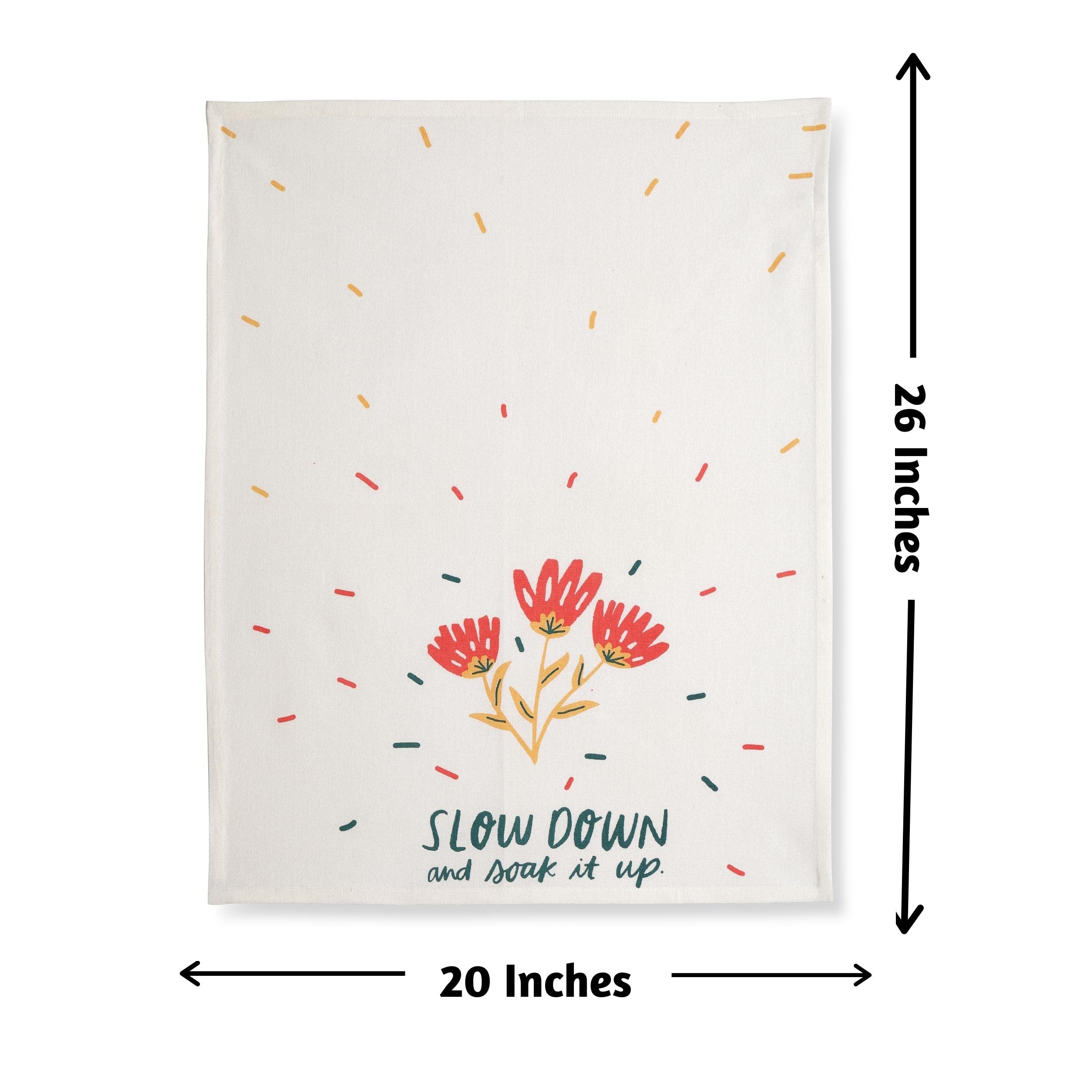 Folkulture Dish Towels and Table Cloth 60 x 84 Inch Long Bundle, Boho Kitchen Towels with Hanging Loop, Modern Decorative Tea Towels, 100% Cotton Premium Table Clothes for 6 Foot Table