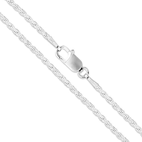 Sterling Silver Diamond-Cut Rope Chain 1.7mm Solid 925 Italy New Necklace 30"