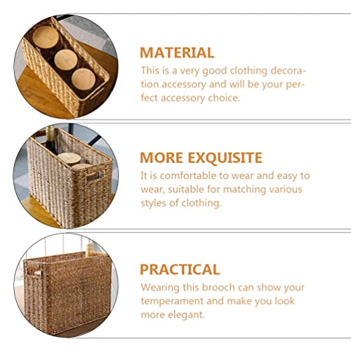 Zerodeko Woven Storage Bin Rattan Woven Basket Rectangular Storage Bin Wicker Basket with Handle Japanese Style Basket Organizer for Magazine Book Newspaper Sundries Rattan Magazine Holder