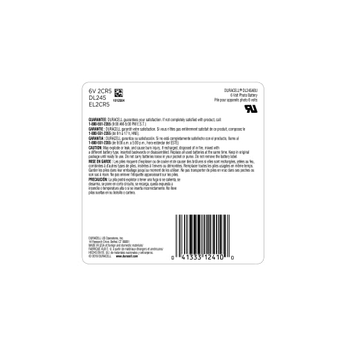 Duracell 245-6V Lithium-Battery, 1 Count Pack, 245 6 Volt High Power Lithium-Battery, Long-Lasting for Video and Photo-Cameras, Lighting Equipment, and More