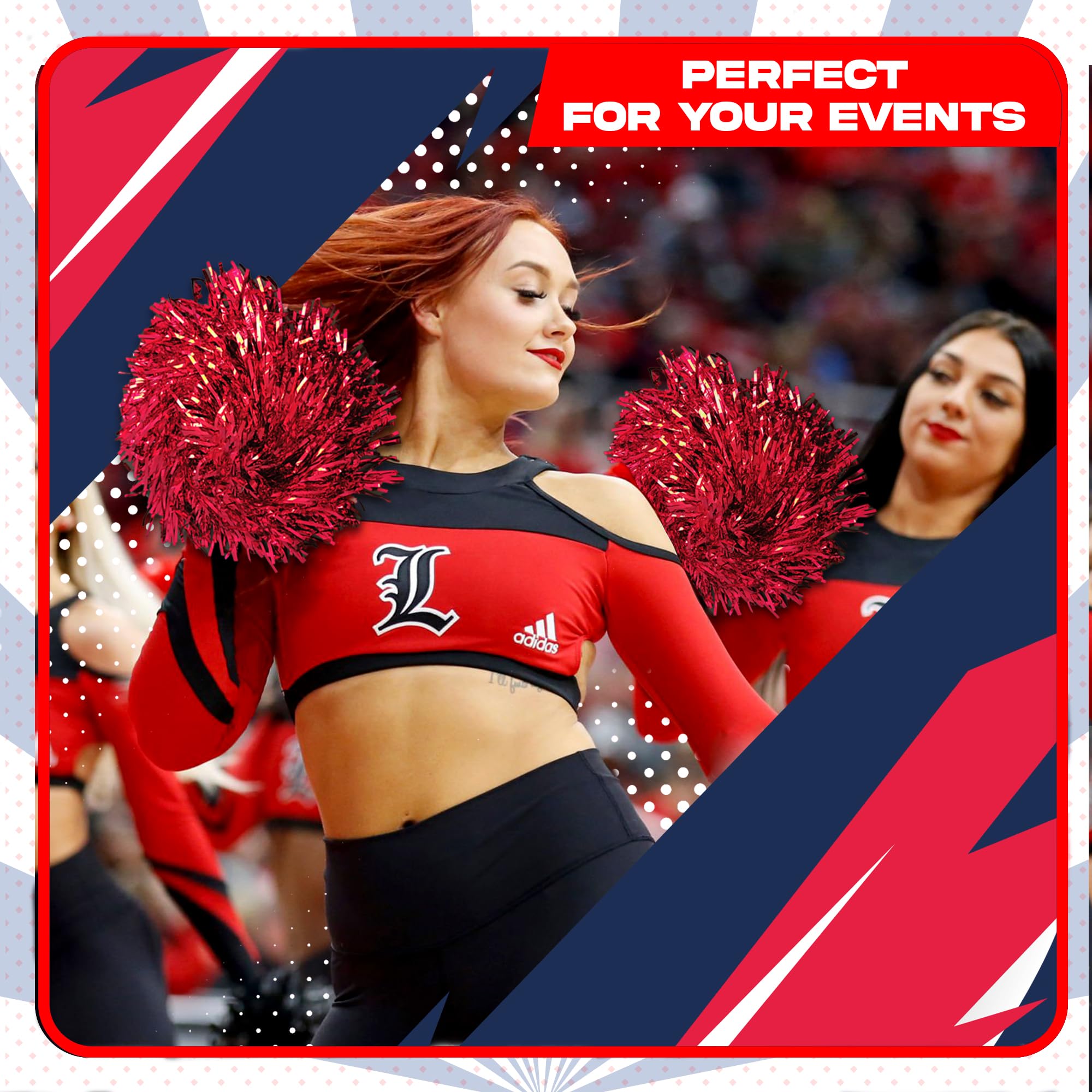 DEGENDE Metallic Large Pom Poms Cheerleading - Cheer Stuff, Cheer Bag, Cheer Backpacks for Cheerleaders, Cheer Gifts, Cheer Bows for Cheerleaders