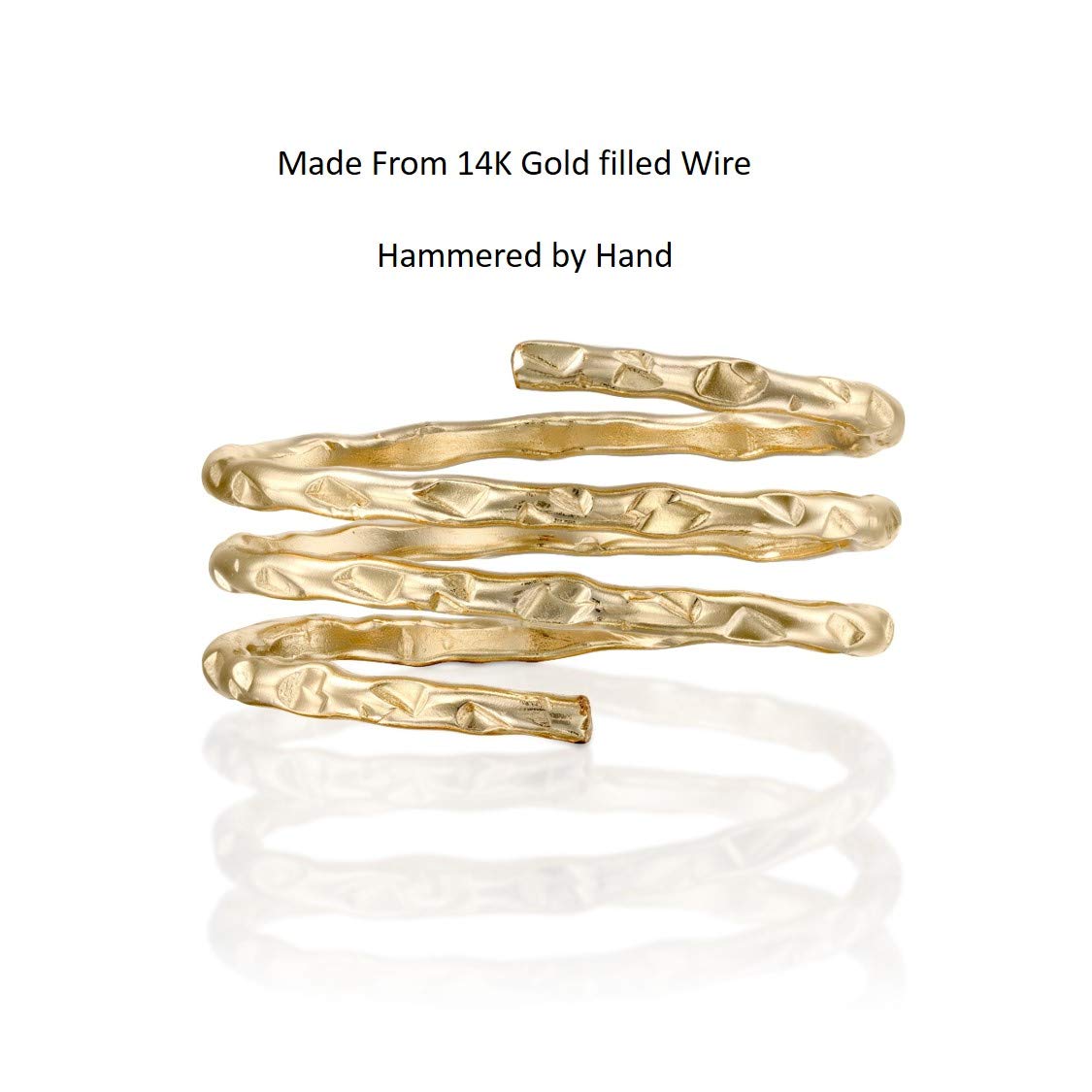 FABIN JEWELRY Handmade Adjustable Hammered 14k gold filled wire wrap coil ring (size 4-6), Thumb Ring, Pregnancy Ring, Weight Loss Wraparound Triple Band