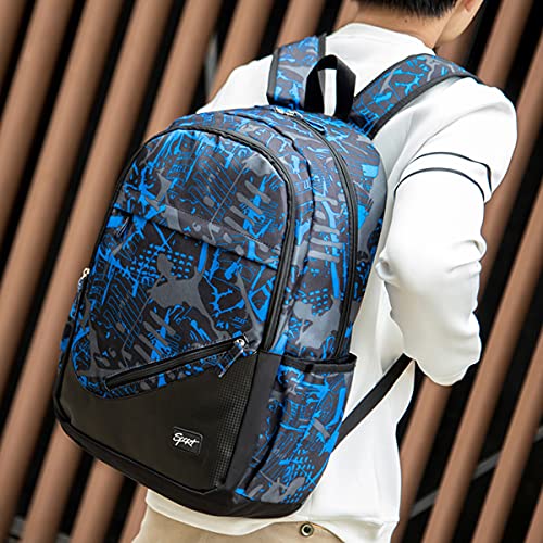 Ozmego Boys School Backpacks Midlle School College Bookbag for Teens Boys Girls (Camo Blue)