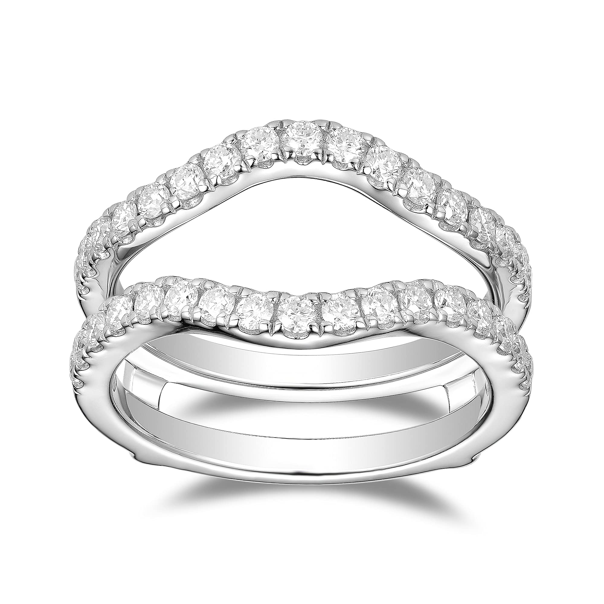 DovEggs Moissanite Enhancer Wedding Rings,Half Eternity Band, 0.85CTW G-H-I 2.2mm Width Moissanite Lab Created Diamond Half Eternity Wedding Band Sterling Silver for Women (Wedding Band Only 6.5)