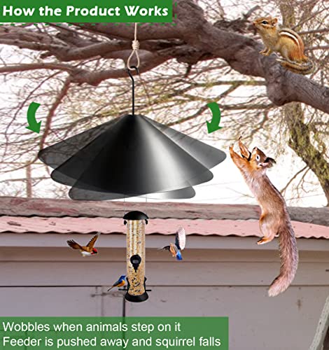 Fandature 19 Inch PP Squirrel Proof Baffle for Protecting Outside Pole Bird Feeders and Bird Houses, Hang Mount Raccoon and Squirrel Guard Stopper for Shepherd Hooks - Black, 1 Pack