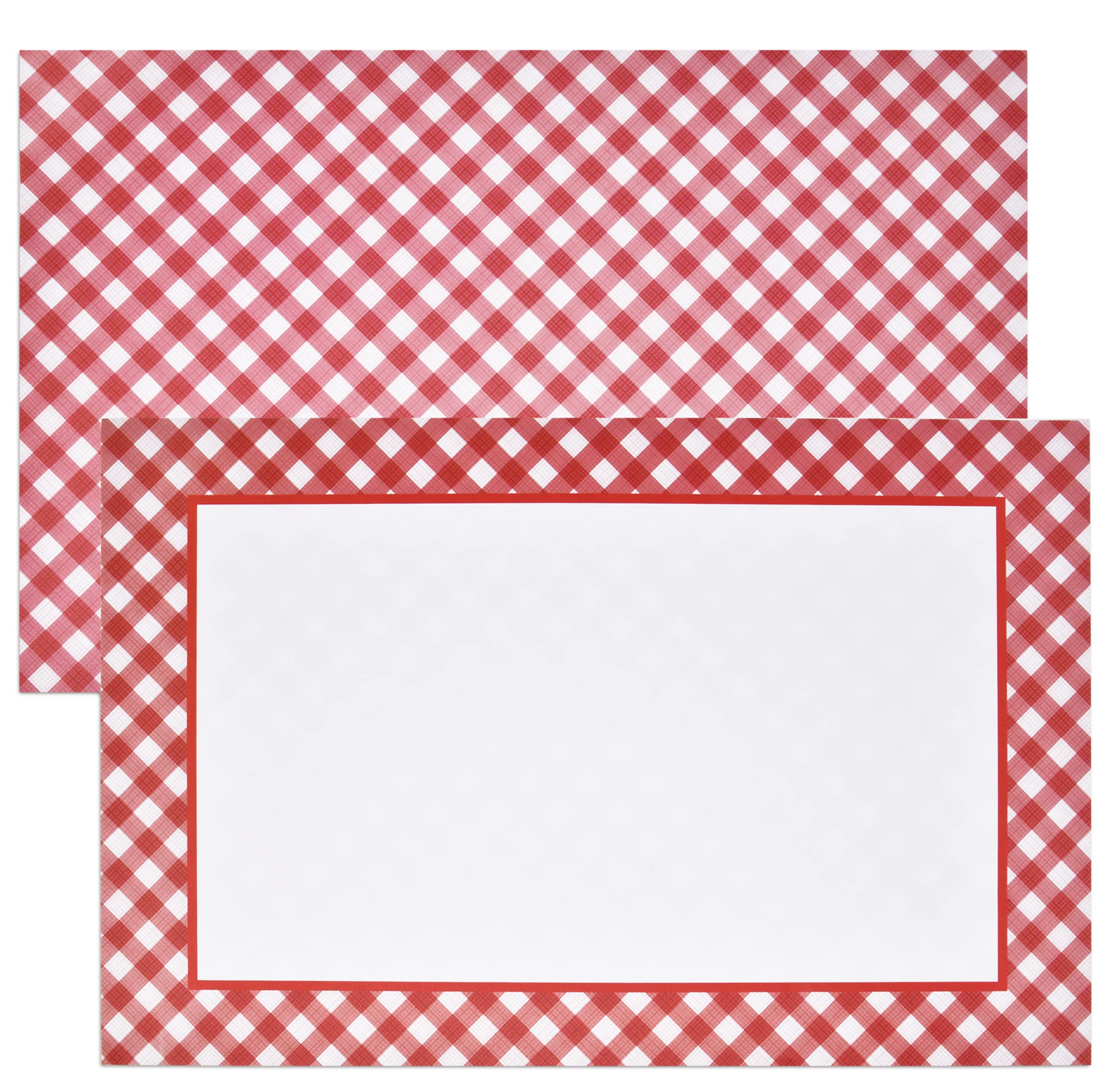 Disposable Red Gingham Paper Place Mats 50 Pack 11”x 17” Summer Checkered Picnic BBQ Table Mat Charger Place Mat for Baby Shower Wedding Birthday Tea Party Dinner Table Setting Decorations 2 Sided
