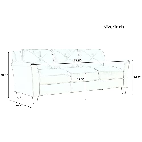 P PURLOVE 3 Pieces Polyester Blend Button Tufted Sofa Set, Living Room Furniture Set, 1 Armchair, 1 Loveseat, 1 Sofa (Gray)