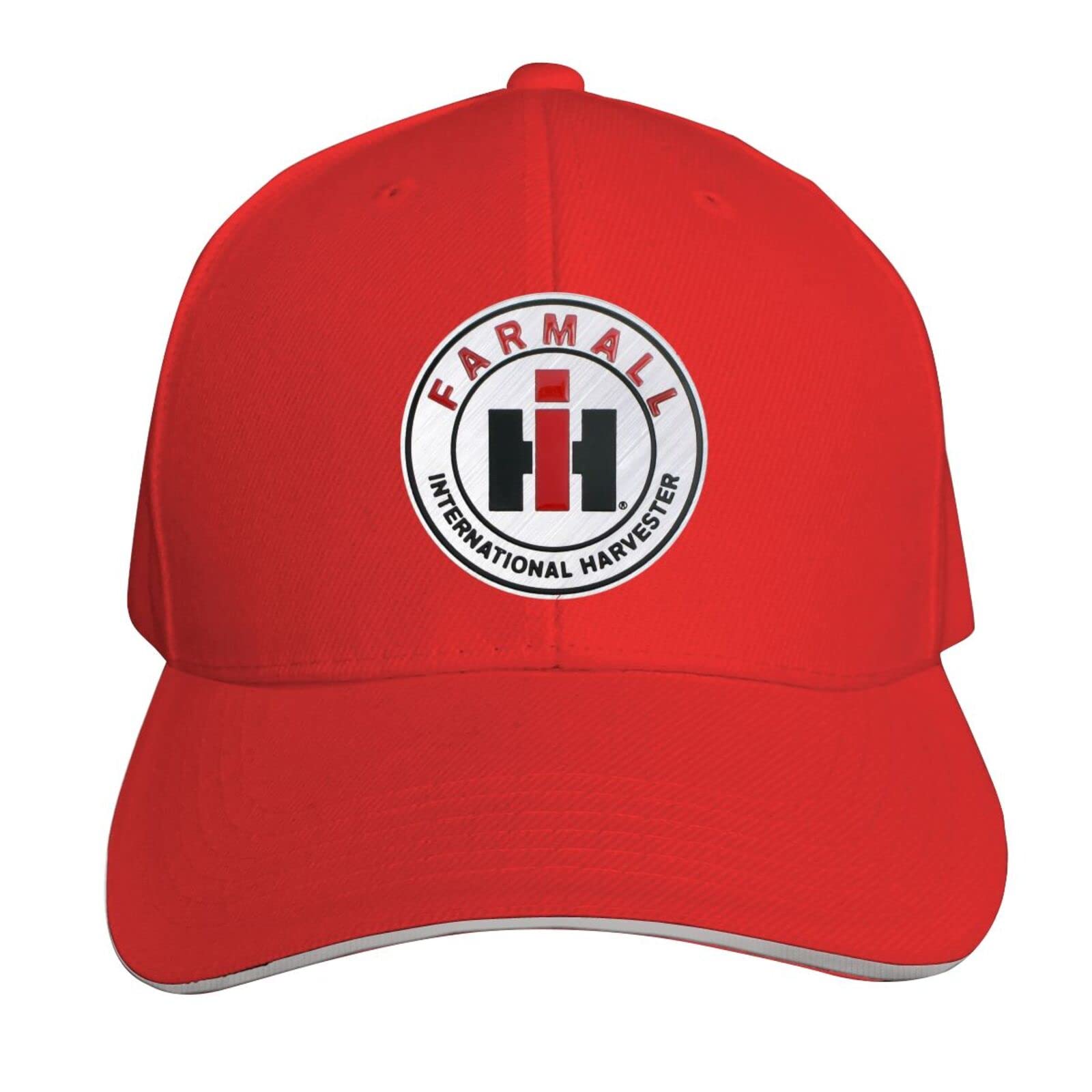 Farmer International Harvester Case Baseball Hat Funny Sports Hats Trucker Cap Retro Adjustable Magic Buckle Dad Caps Red