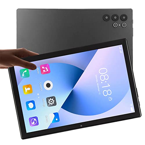 fannay Tablet, 10inch 8MP 24MP Dual Camera 128GB ROM Dual Speaker 100-240V US Plug WiFi Computer Tablet WiFi 8GB RAM for Office (Black)