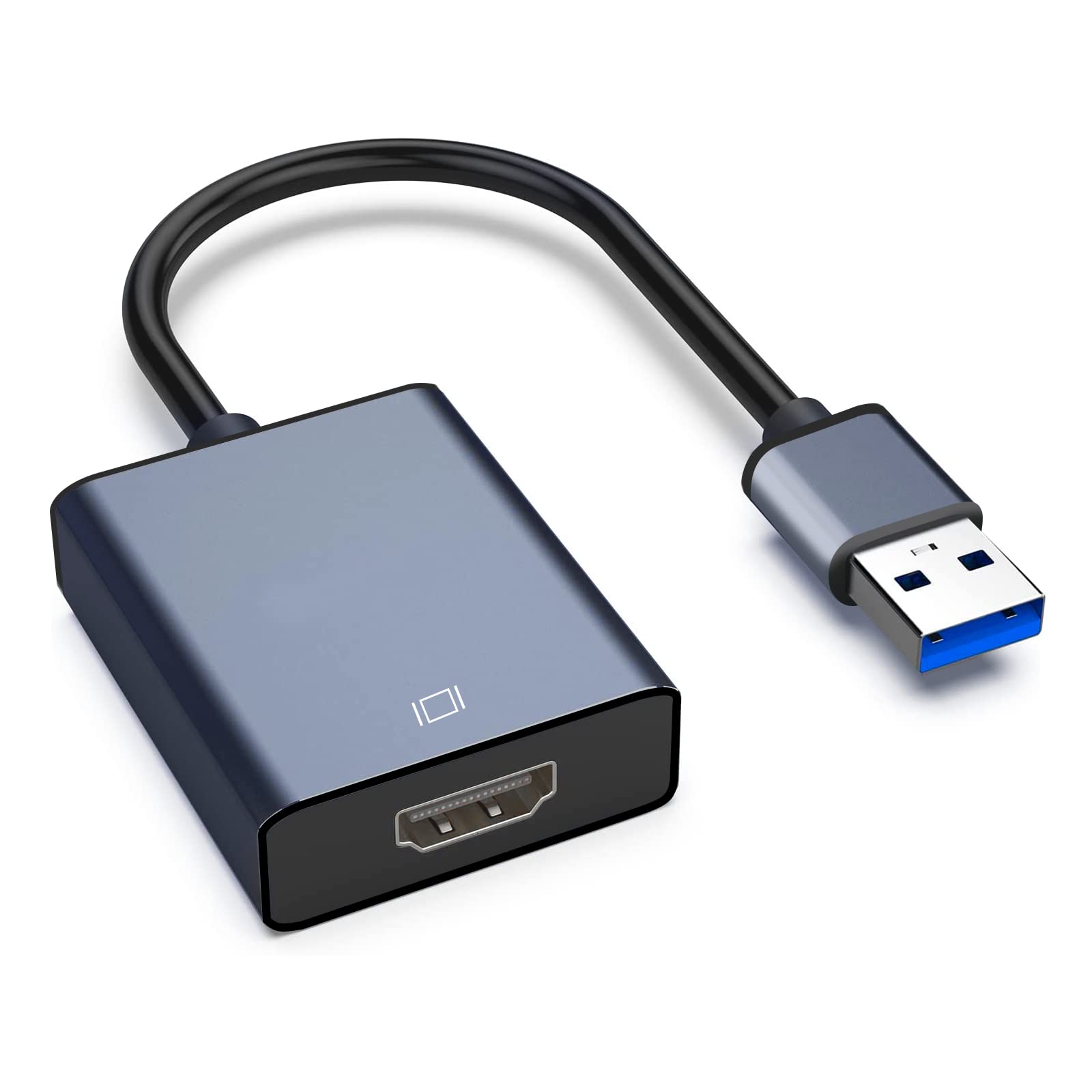 GUSSLM USB to HDMI Adapter, USB 3.0/2.0 to HDMI for Multiple Monitors 1080P Compatible with Windows XP/7/8/10/11 (Blue-Grey)