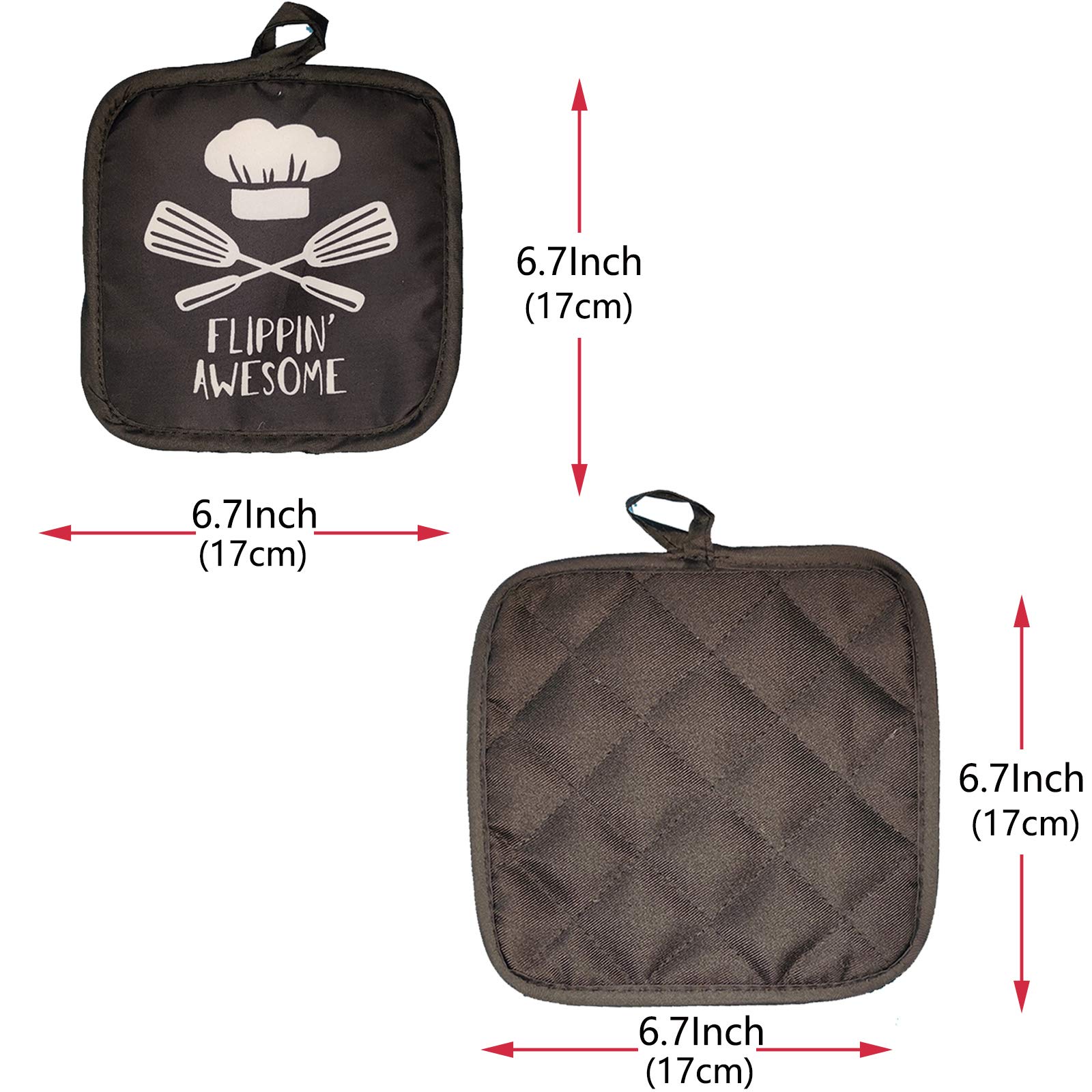 FSTIKO Funny Spatula Oven Mitts and Potholders BBQ Gloves-Oven Mitts and Pot Holders Kitchen Linen Set High Heat Resistant Cotton Potholder for Cooking, Baking, Barbecue(Set of 4 Piece)