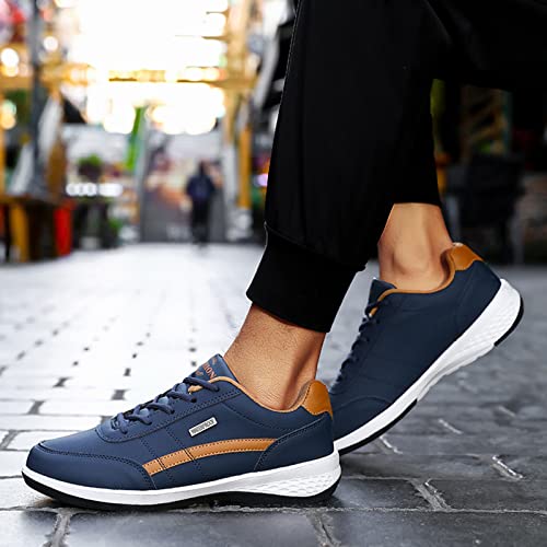 FASDNENDYS Men Wedge Heel Soft Sole Soft Sole Round Toe Breathable Running Western Shoes Sneaker Rack for Men Door Dark Blue
