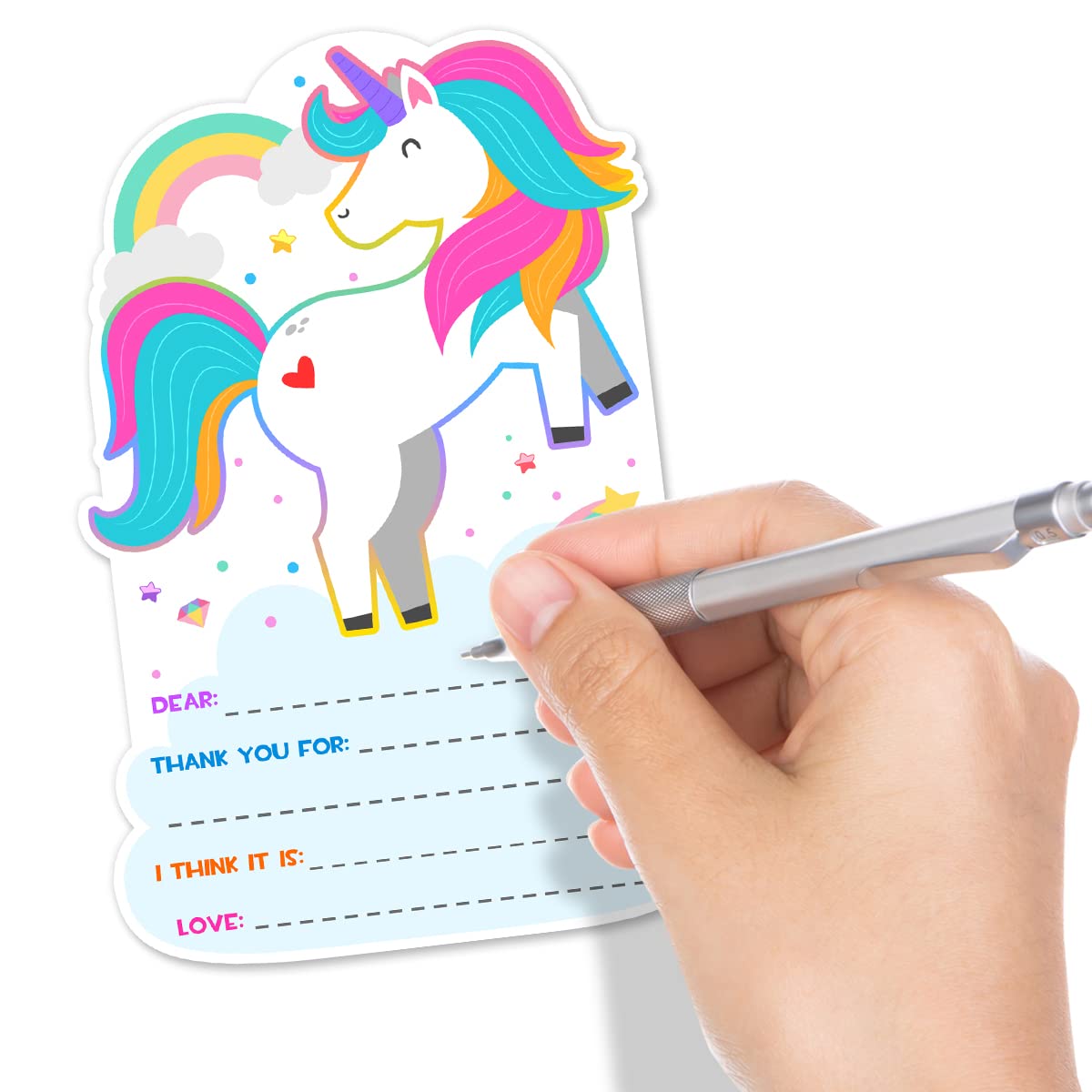 Simimi art Unicorn Kids Thank You Cards, Fill In Thank You Notes For Kid, 30 Thank You Cards 30 Envelopes