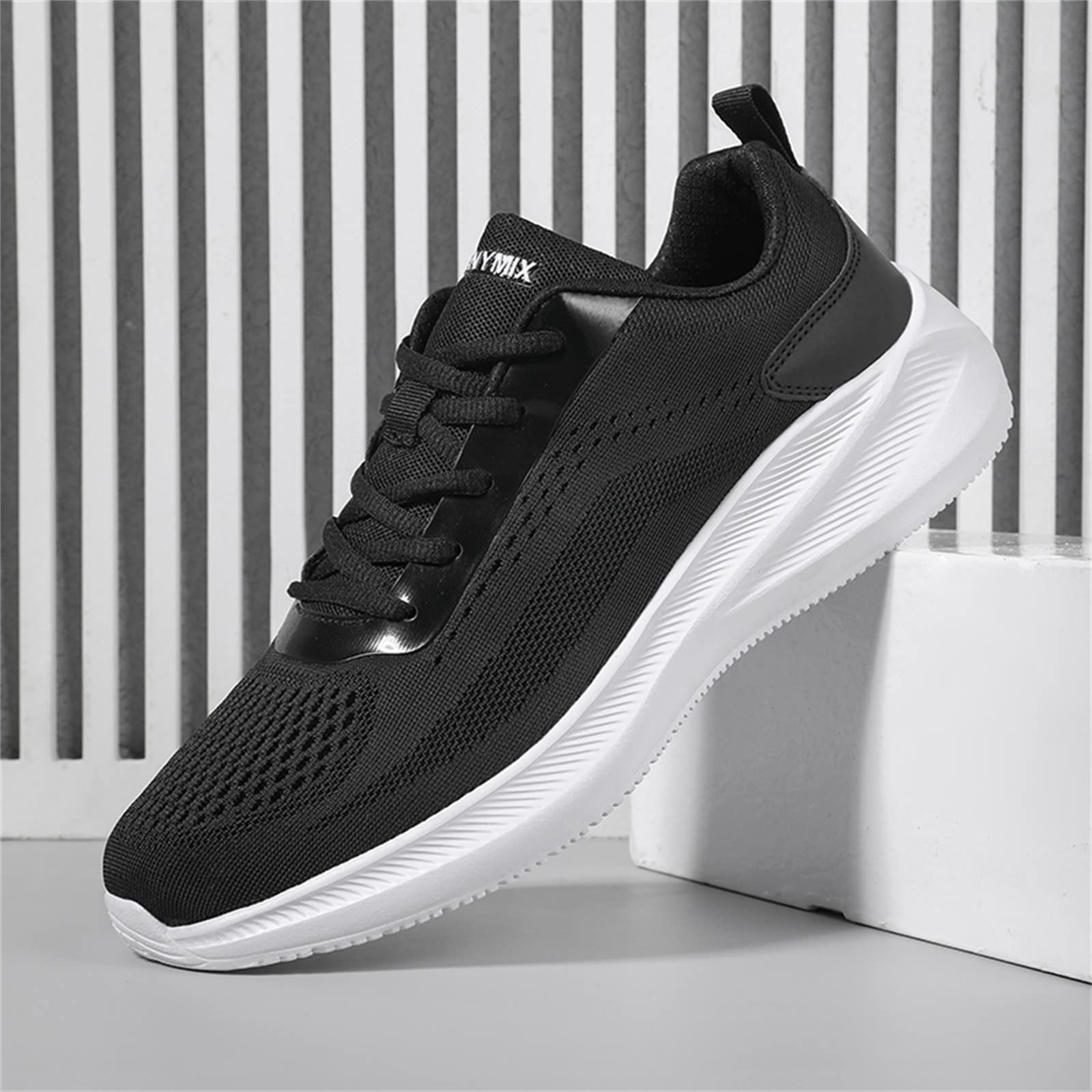 FASDNENDYS Men Solid Color Mesh Lace Up Casual Shoes Comfortable Breathable Soft Sole Sneaker Men Casual Grey