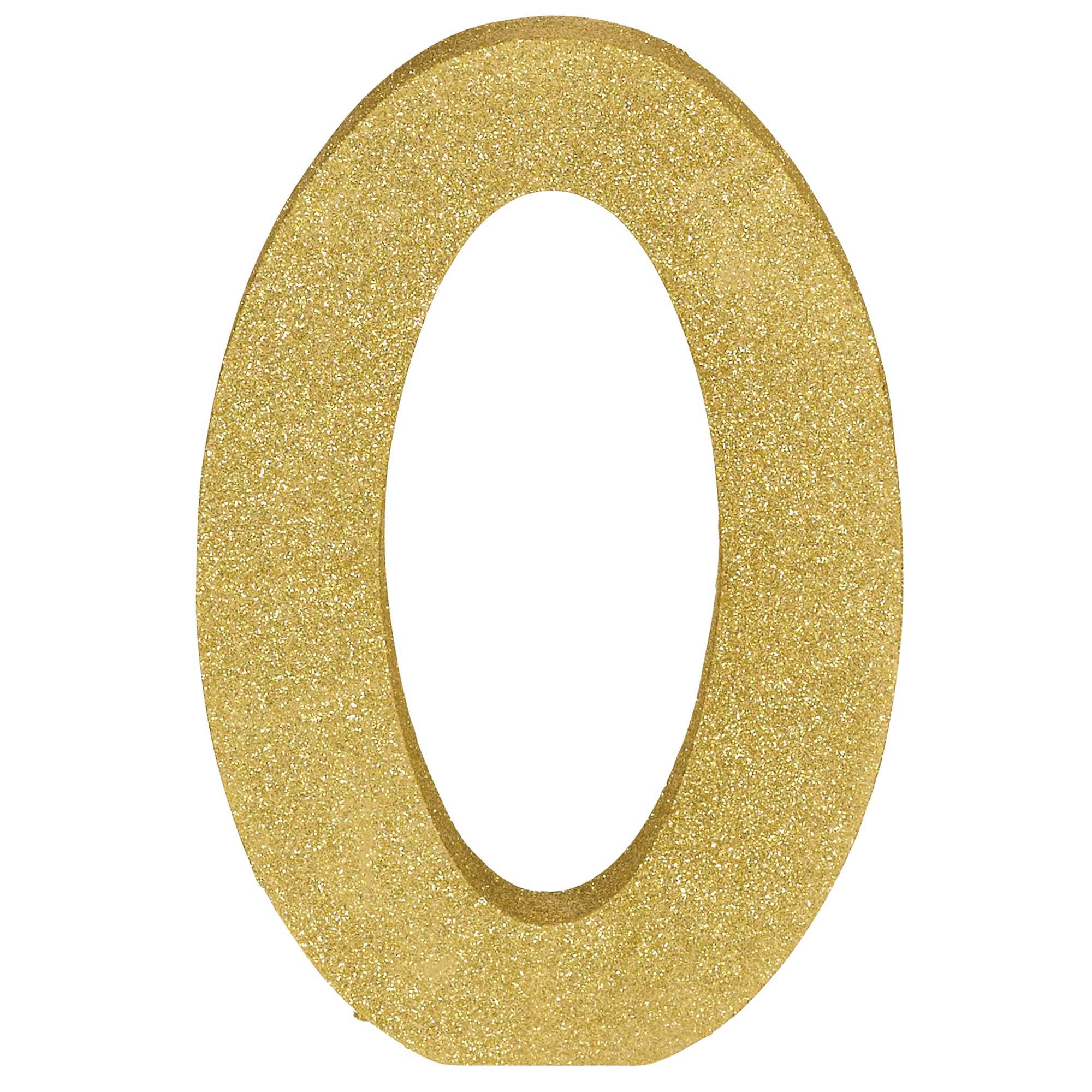Dazzling Gold Glitter MDF Number "0" - 8.86" x 7.25" (1 Pc.) - Stunning Centerpiece - Elegant & Durable Design - Ideal for Any Party/Event