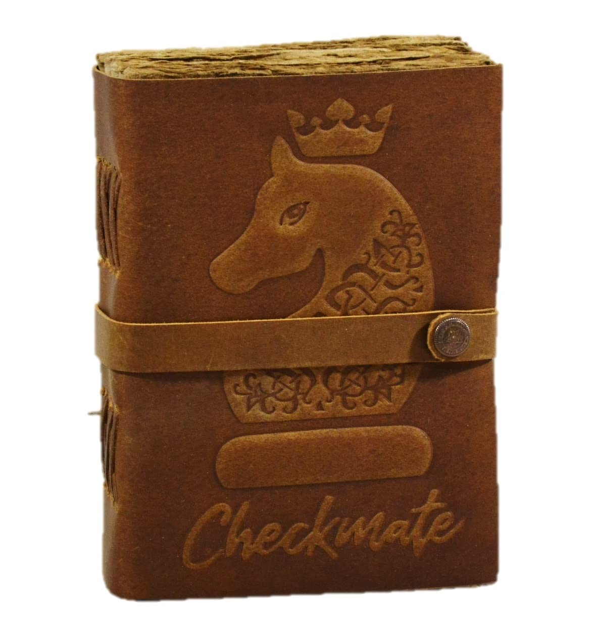 Erangle Genuine Leather Journal-Antique Vintage Deckle edge Handmade Unlined Pages Sketchbook-Drawing Diary for Men and Women, Brown (8" (H) x 6" (L))
