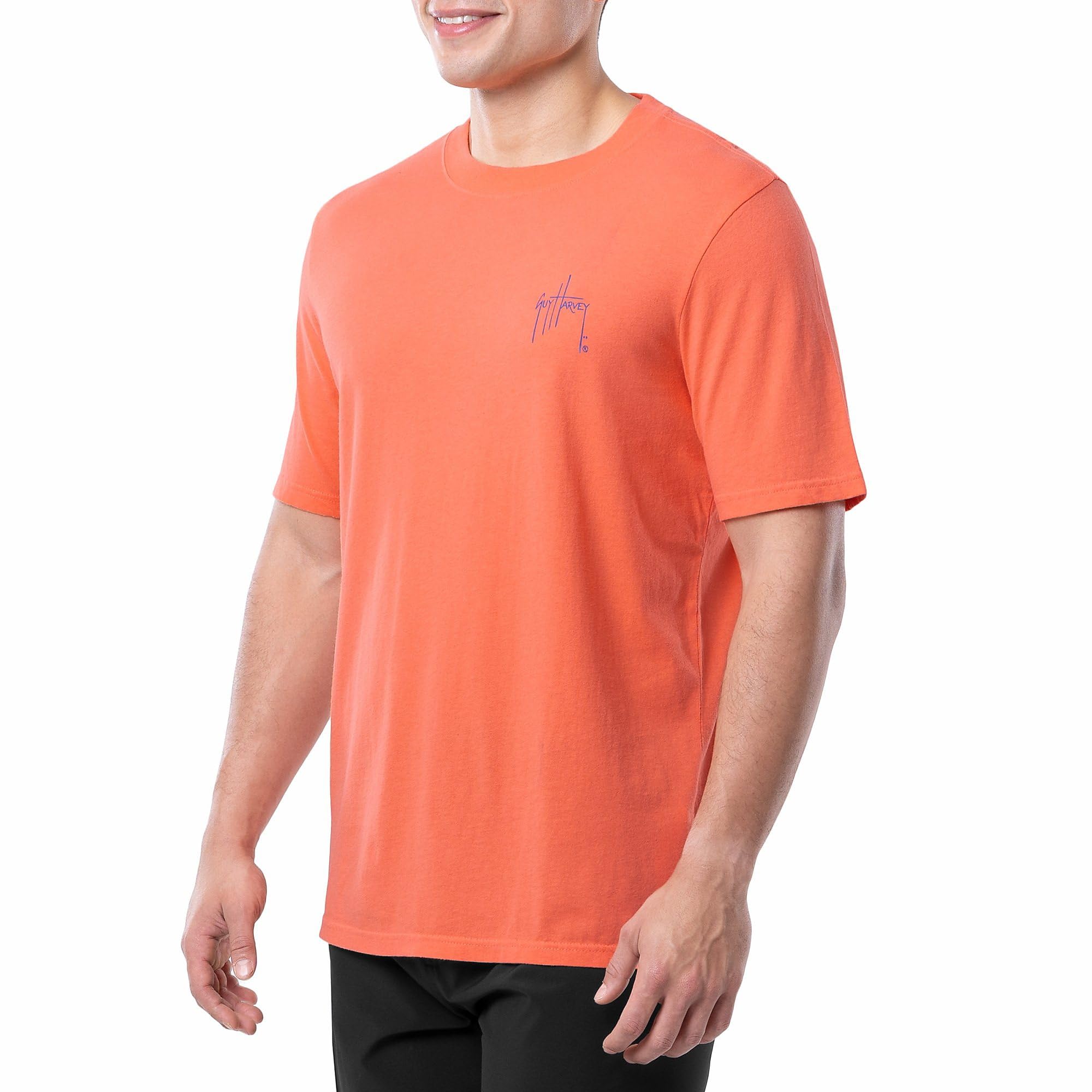 Guy Harvey Men's Short Sleeve T-Shirt, Living Coral/Sport Fishing, 3X-Large