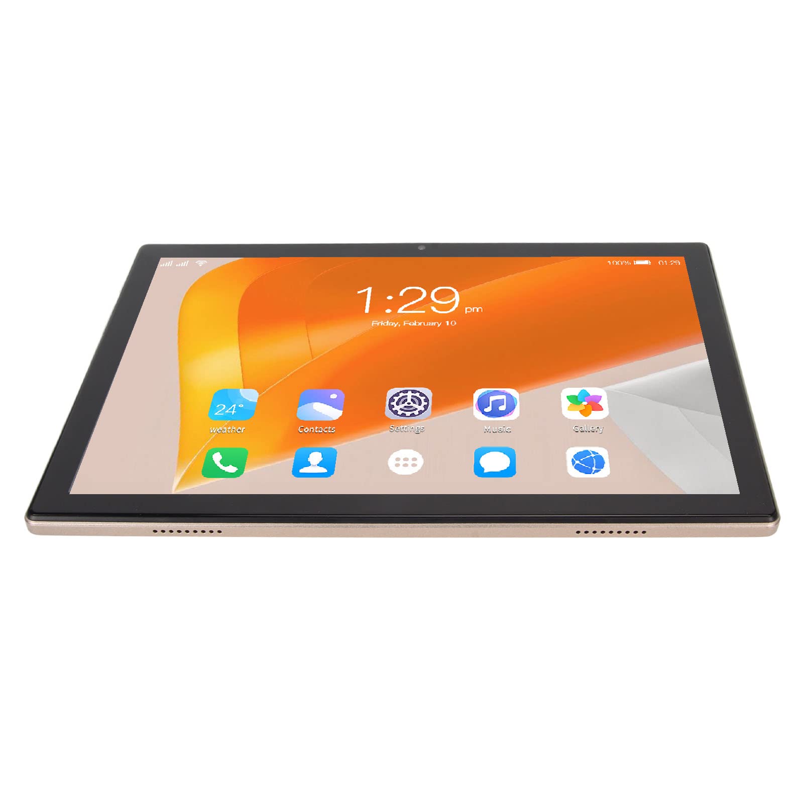 DAUZ 2 in 1 Portable Tablet, 5G WiFi 10.1 Inch Tablet Octa Core CPU 100‑240V Gold for Android 12 for Travel (US Plug)