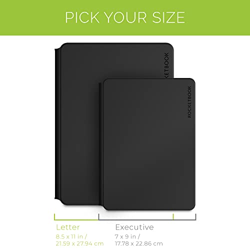 New Rocketbook Pro Smart Notebook | Black | Scannable Office Notebook with 20 Sheet Page Pack - Lined and Dot Grid | Hardcover Vegan Leather Reusable with 1 Pilot Frixion Pen & 1 Microfiber Cloth | Executive Size: 7 in x 9 in