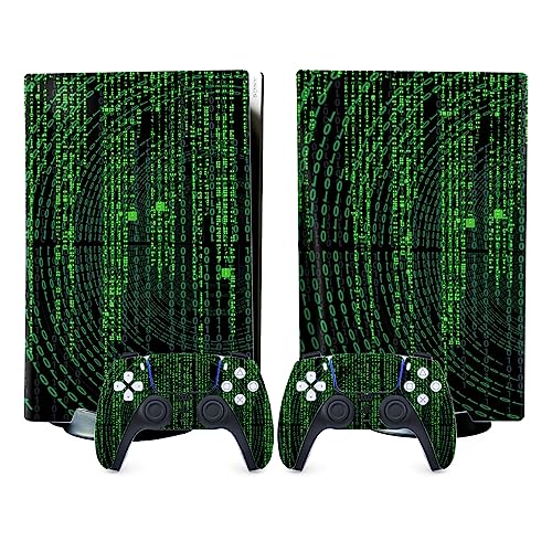 NowSkins Matrix Digital Rain PS5 Skin for Playstation 5, Premium 3M Vinyl Cover Skins Wraps Set for Playstation 5 Disc Edition and PS5 Controller (PS5 Disc Edition)
