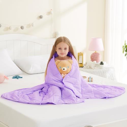 L'AGRATY Weighted Blanket - 40"x60" 7lbs Cooling Breathable Weighted Heavy Blanket Microfiber Material with Glass Beads Small Blanket for All-Season Summer Fall Winter Soft Thick Blanket
