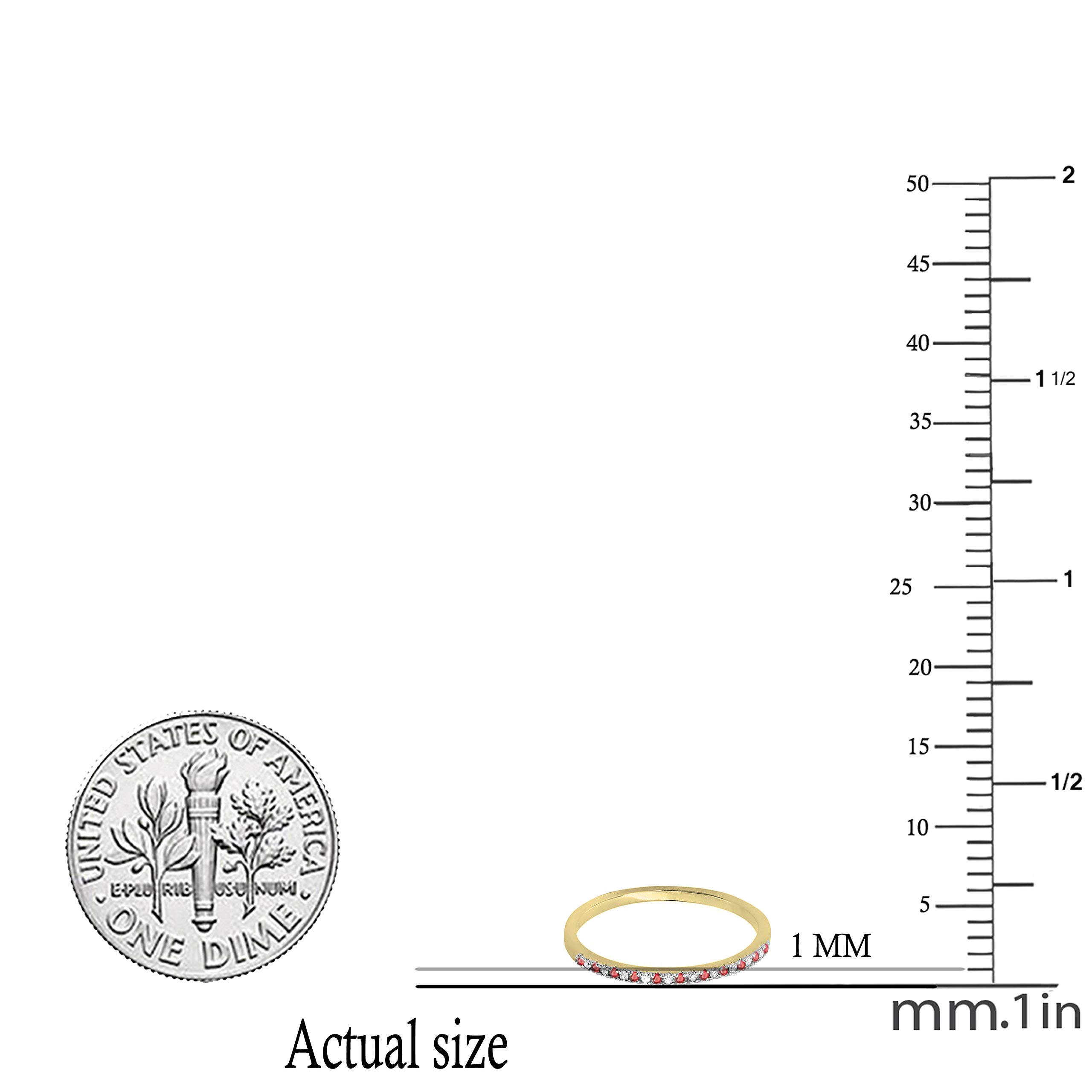 Dazzlingrock Collection Round Ruby & White Diamond Ladies Dainty Anniversary Stackable Band in 14K Yellow Gold, Size 9
