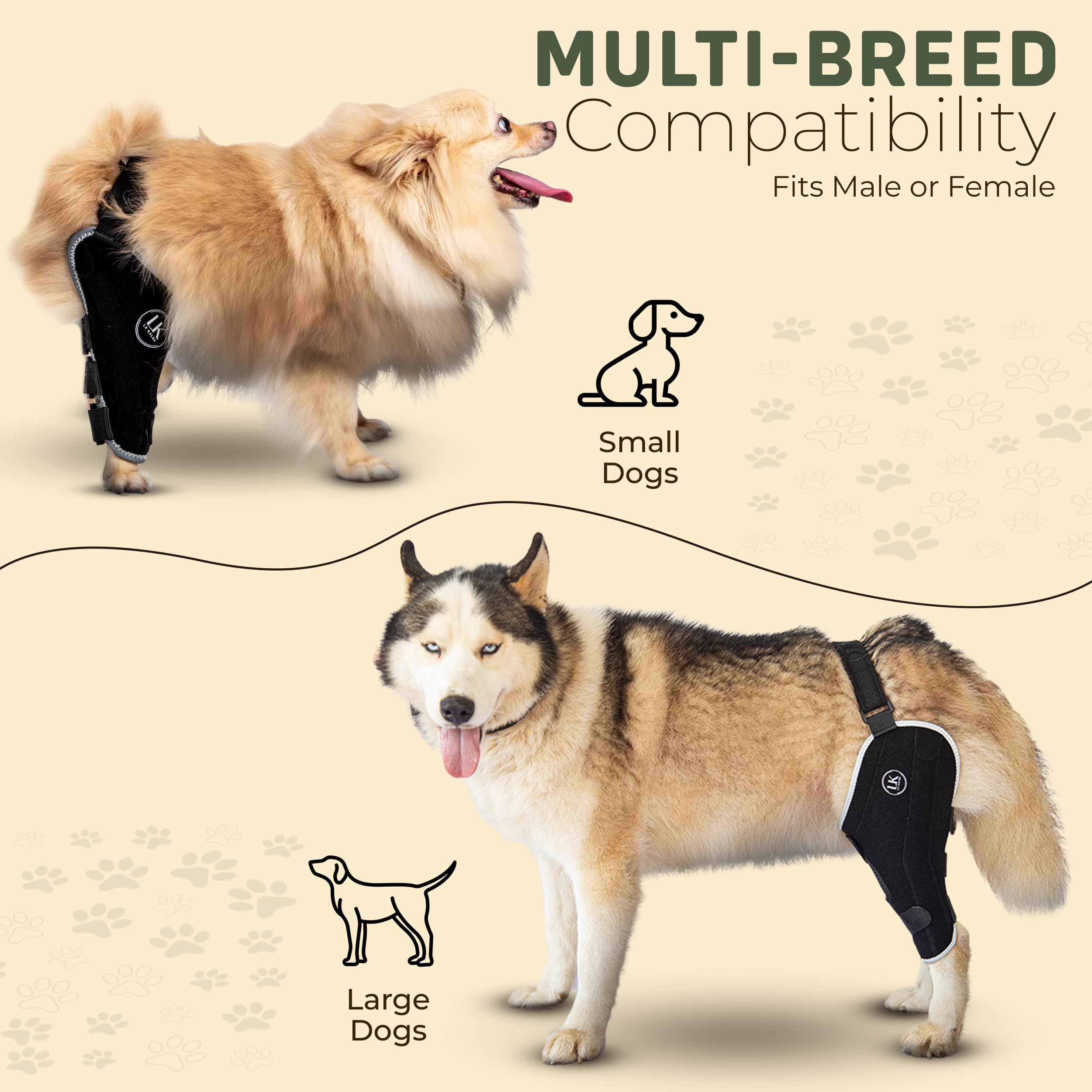 LA KALBA Dog Knee Brace for Torn Acl Hind Leg - Neoprene Dog Leg Braces for Back Leg with Aluminium Splints, ACL Knee Brace for Dogs with Reflective Trims (Left Leg - Small)