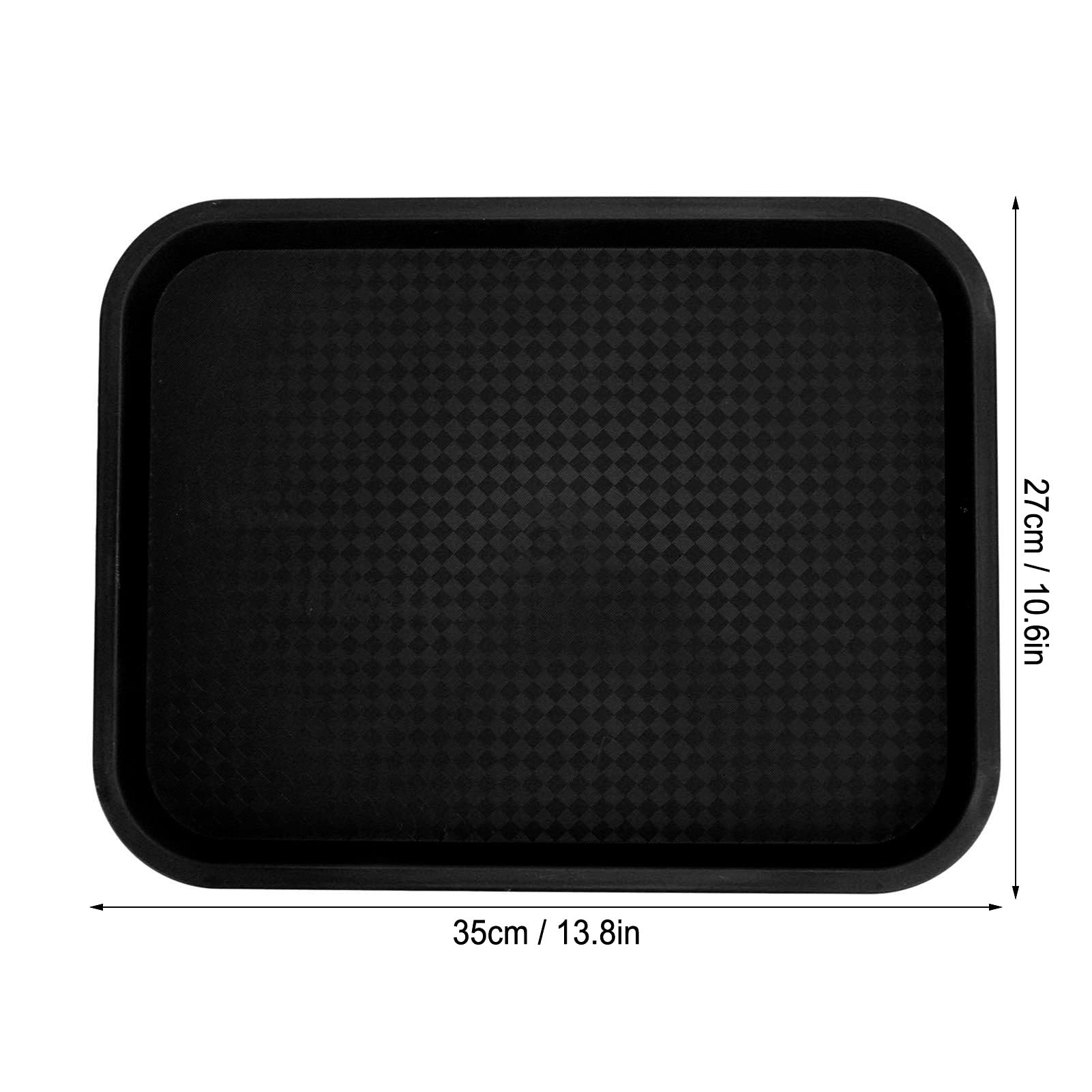 Food Service Tray, Professional Slip Resistant Fast Food Tray Safe Mellow Multi Purpose for Restaurant Canteen(Black)