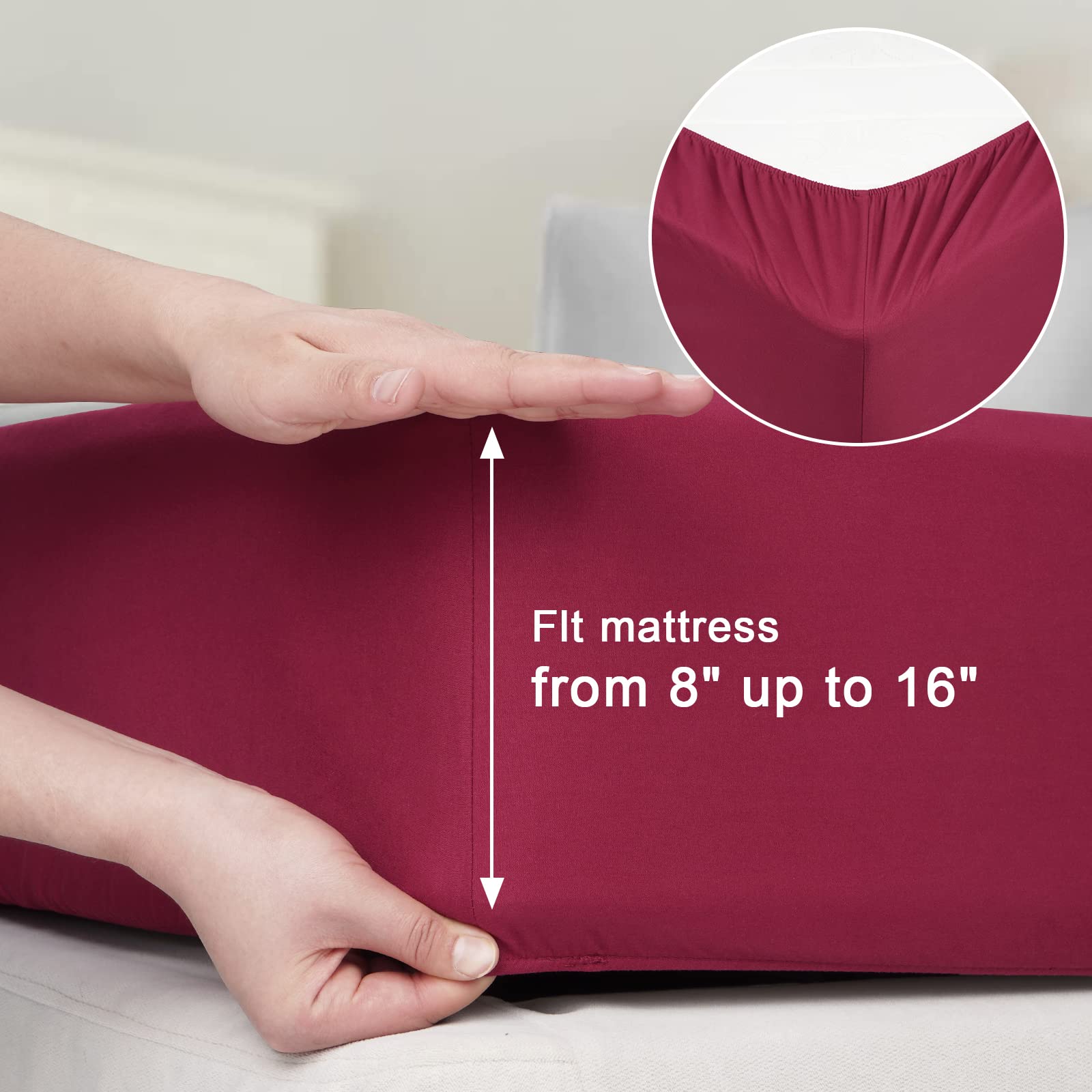 Dekoresyon Full Size Sheet Set, 4Pcs Extra Soft Breathable Cooling Bed Sheet Set with Deep Pockets & Wrinkle Free, Ultra Soft Hotel Luxury Bedding Sheets & Pillowcases(Full,Burgundy)