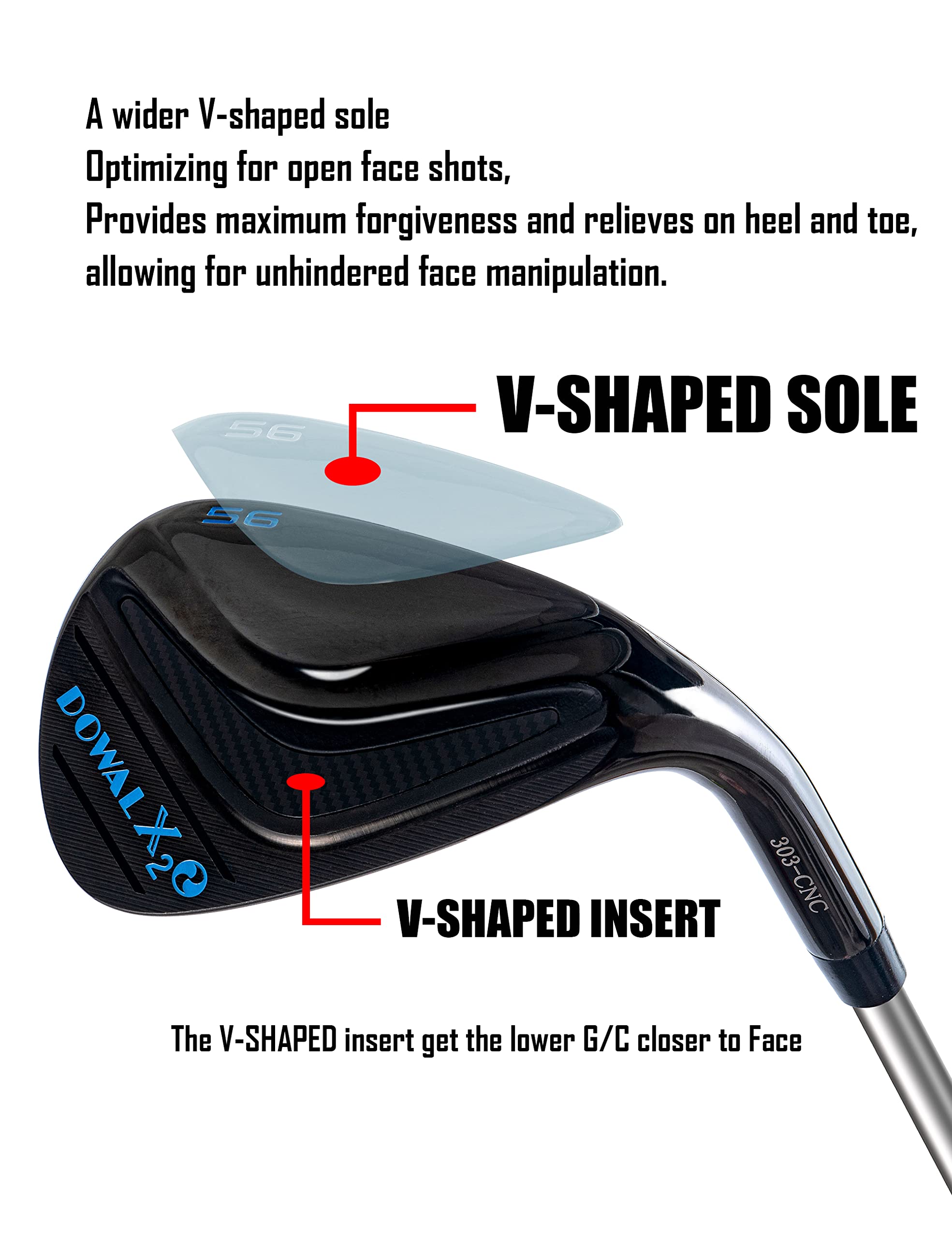DOWAL X20 Golf Wedge for Men Right Handed, 100% CNC Milled Face Golf Sand Wedge for High Spin, 56 58 60 Degree Golf Wedge Set
