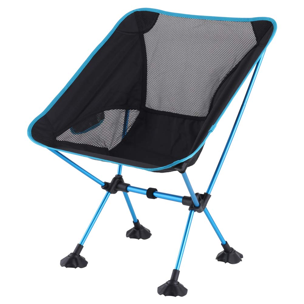 EchoSmile Blue Portable Camping Chair, Compact Ultralight Folding Backpacking Chairs, Small Collapsible Foldable Packable Lightweight Chair in a Bag for Outdoor, Camp, Picnic, Hiking