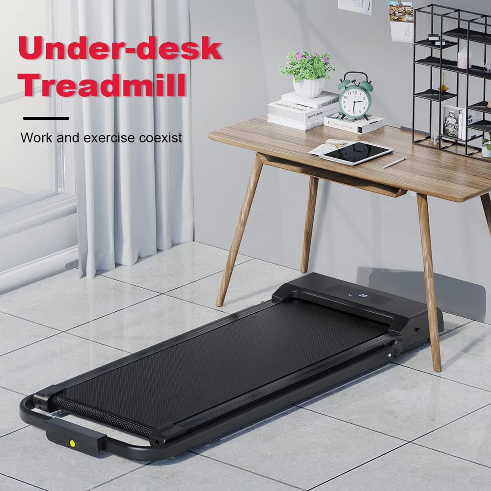 Foldable Treadmill Walking Pad Under Desk, 2.5HP Folding Treadmill with Handle for Office & Home, Quiet & Installation-Free with 0.6-6.2MPH, 300 Lb Capacity, Safety Lock