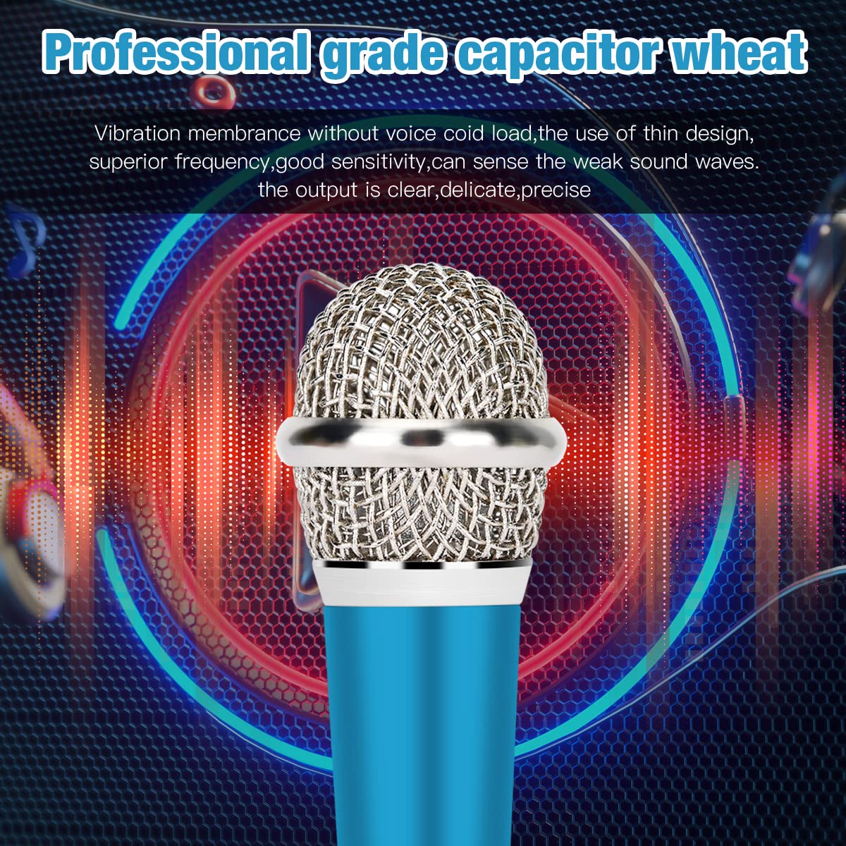 DELADOLA Mini Microphone,Portable Vocal Tiny Microphone, Asmr Microphone,Phone Microphone, Mini Karaoke Microphone for Voice Recording Chatting and Singing On iPhone,Android,Laptop Notebook(Blue)