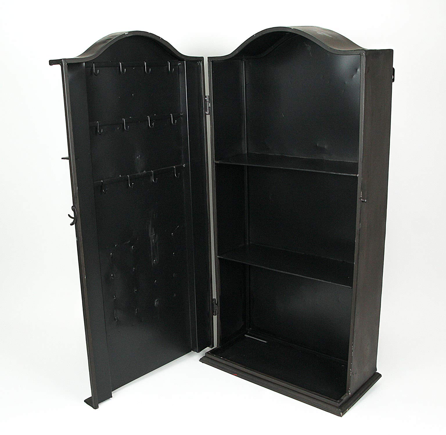Distressed Finish Black Metal Billiards Pool Table Tabletop Wall Mounted Cabinet