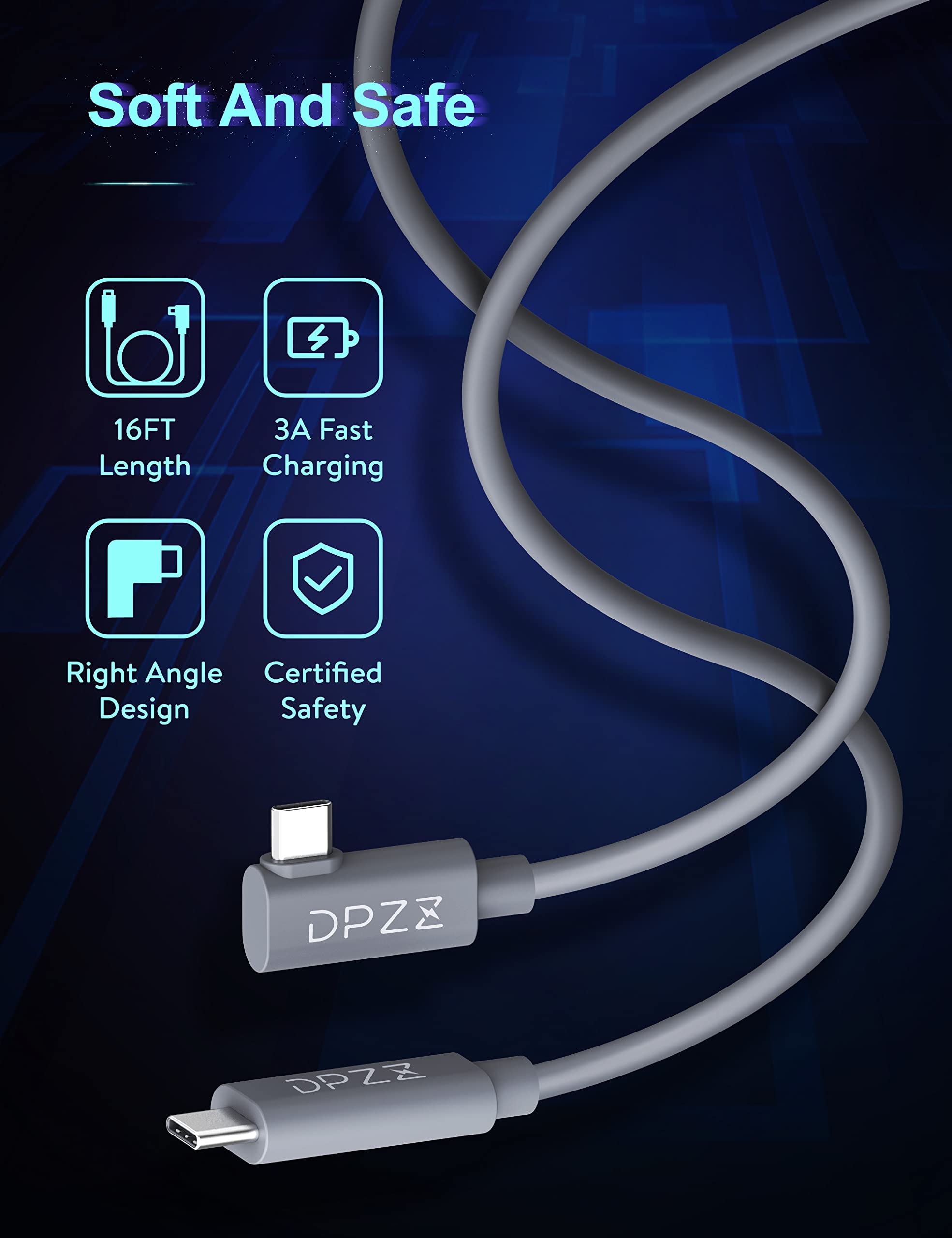 DPZZ USB-C Fiber Optic Link Cable for Oculus Quest 2, Quest VR Headset and Gaming PC, 10 Gbps High-Speed Data Transfer, 3A Fast Charging, USB 3.2 GEN2 USB-C to USB-C