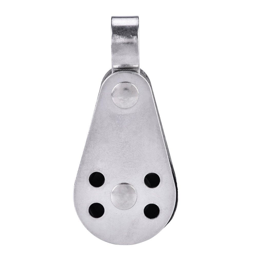 Dilwe Rope Pulley Block, Stainless Steel Single Pulley Block Kayak Canoe Boat Anchor Trolley Kit for Boating Sailing