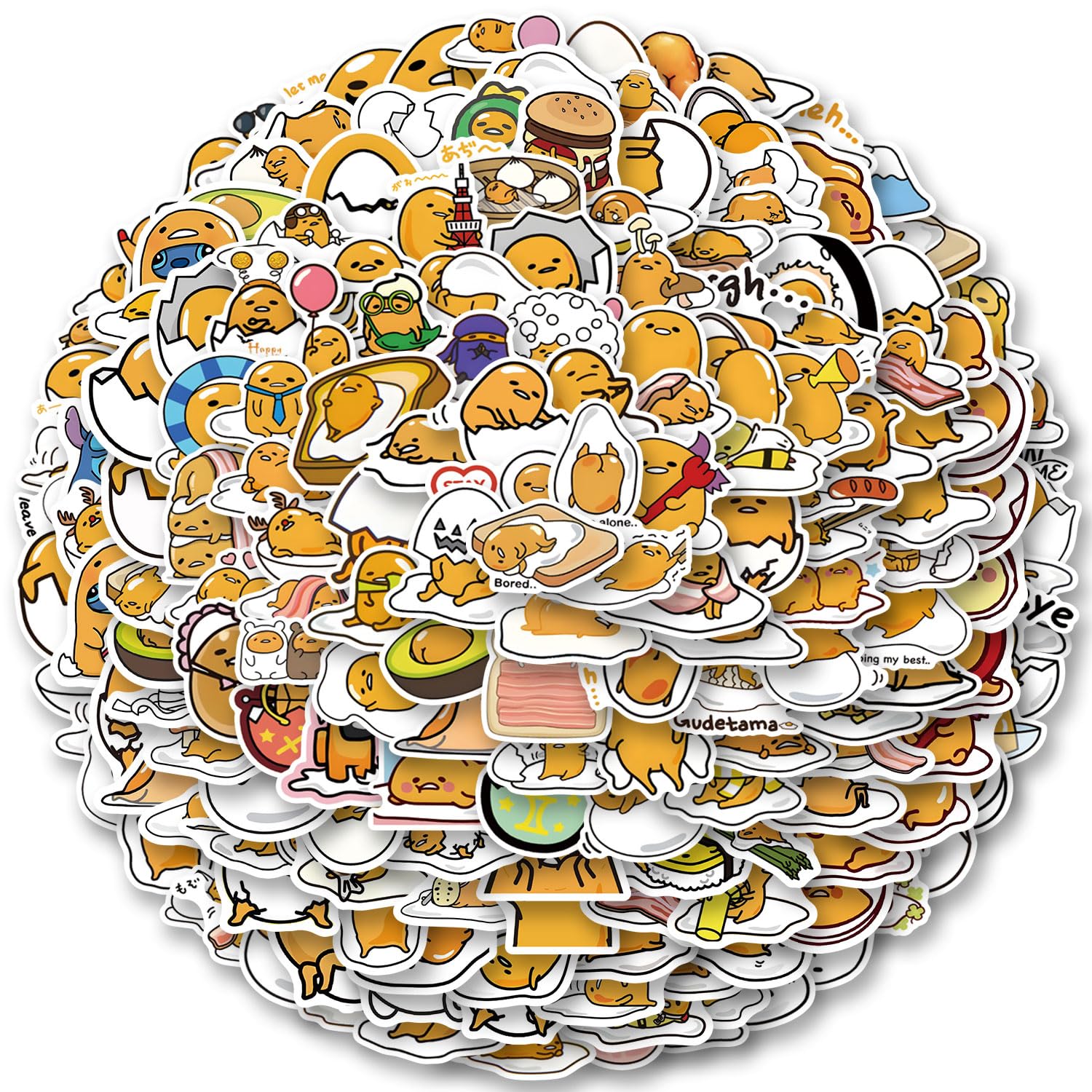 Gudetama Stickers 210pcs Japanese Lazy Egg Stickers Stickers,for Water Bottle,Laptop,Luggage,Phone,Skateboard Stickers for Teens Girls Kids Vinyl Stickers
