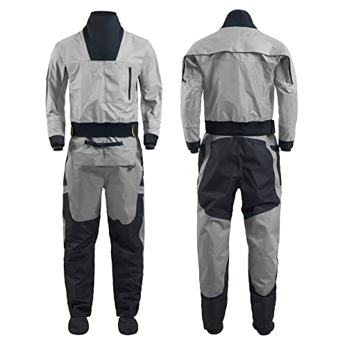 Dry Suits for Men in Cold Water, Paddling,Kayaking,Waterproof (Gray, XXL)
