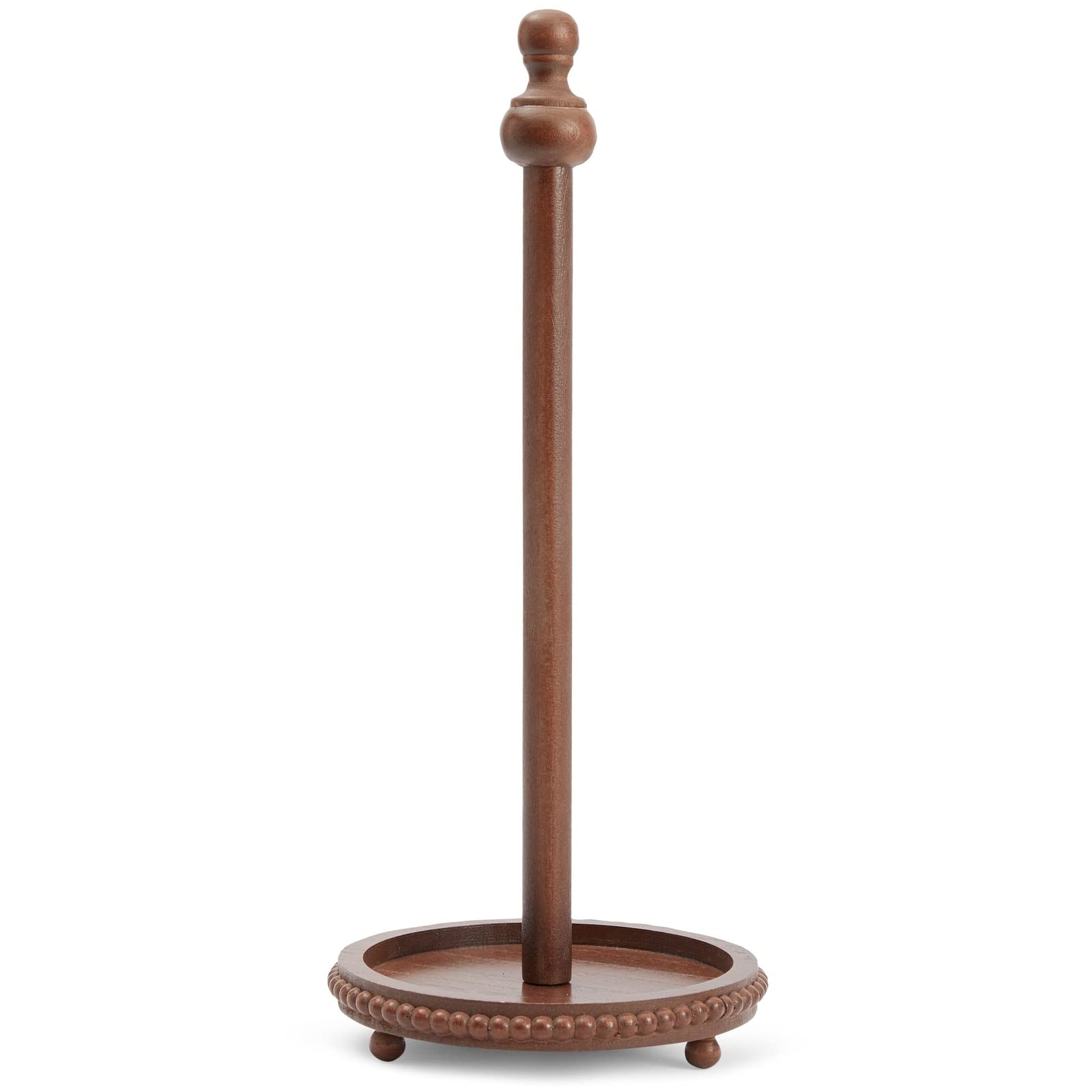Farmlyn Creek Wooden Rustic Paper Towel Holder for Kitchen Organization, Distressed Standing Holder for Modern Home Decor, Countertop, Dining Table, Bathroom, Brown (6.5x16 in)