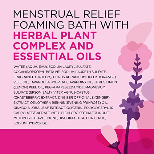 Dr Teal's Foaming Bath with Pure Epsom Salt Menstrual Relief with Herbal Plant Complex & Essential Oils 34 fl oz (Pack of 4) (Packaging May Vary)