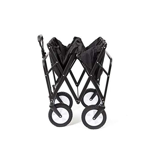 Olympia Tools 85-182 Folding & Rolling Flatbed Cart for Loading, Olive Green with Blue Bumper, 600 Lb. Load Capacity & MacSports Collapsible Folding Outdoor Utility Wagon, Black