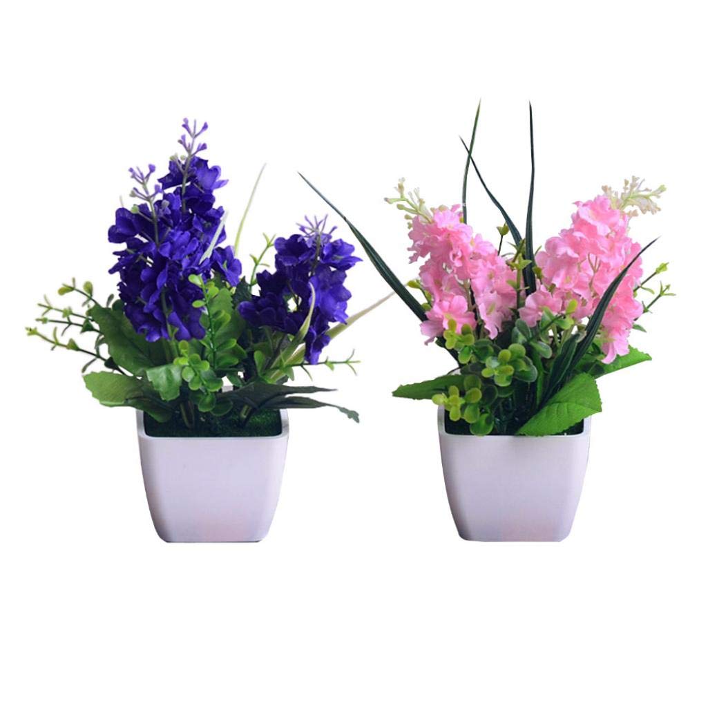 Dserw Artificial Flowers, Artificial Hyacinth Mini Potted Plants, Garden Office Cafe Wedding Party Desktop Fake Flower Pot Decoration