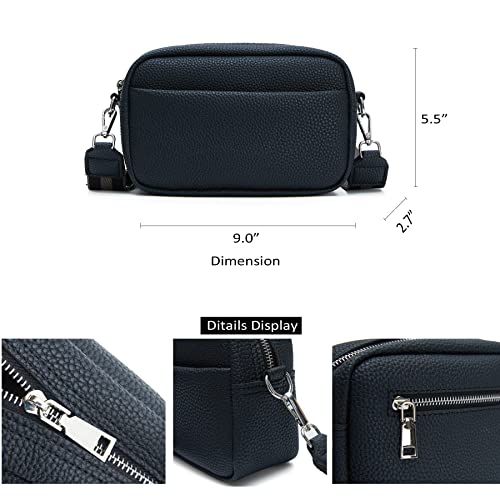 DIVCIDLC Small Crossbody Bag with Wide Guitar Strap Camera Purse Shoulder Handbag Satchel, Black