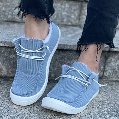 FASDNENDYS Walking Shoes for Women Arch Support Slip On Breathable Comfortable Womens Size 13w Shoes Blue
