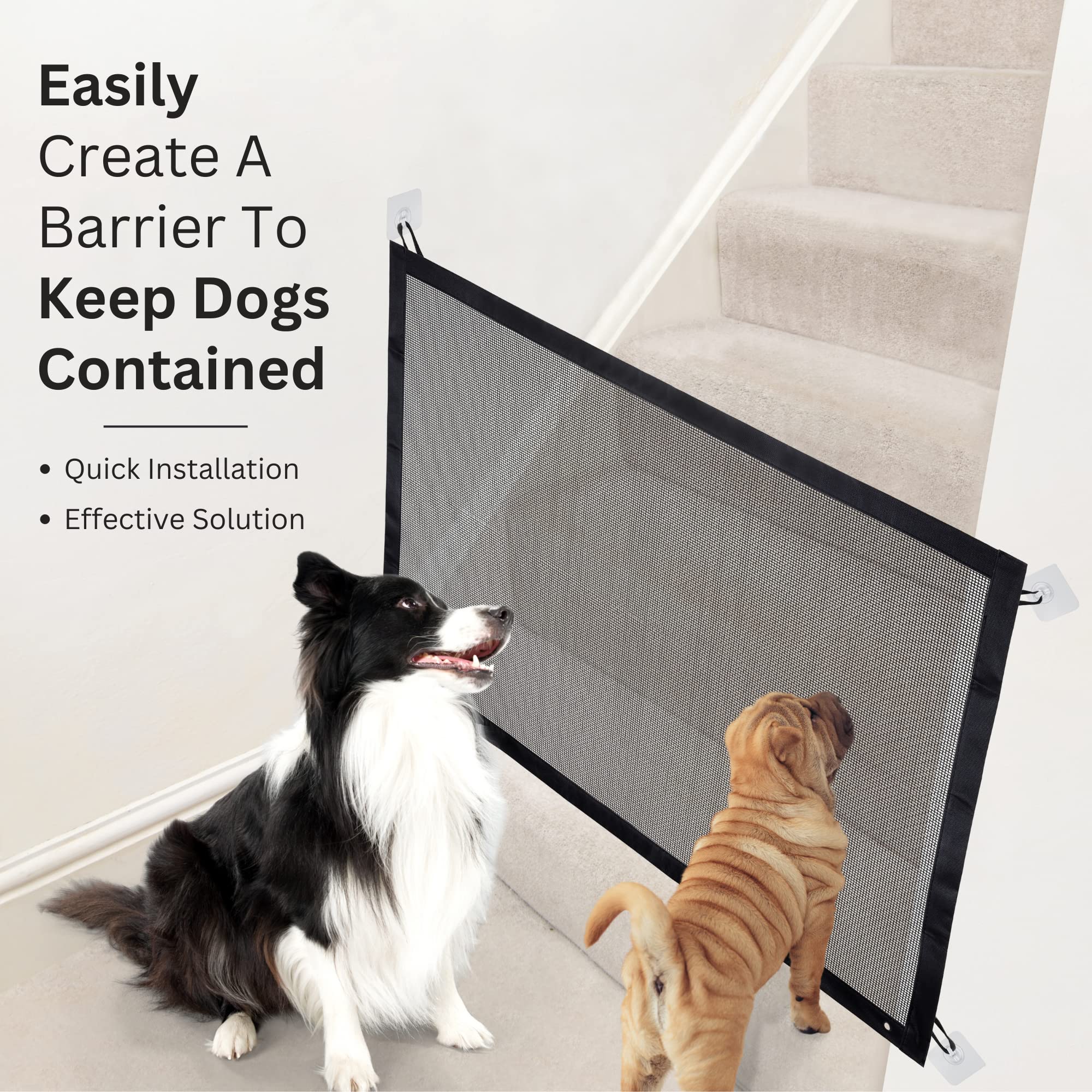 Dog Gates for The House,JG Baby Retractable Mesh Dog Gate,for No Drilling Portable Folding Child's Baby Gates Install Anywhere 3 Poles Avoid Pets from Passing Underneath 30'' X 39'', 3 Poles 8 Hooks