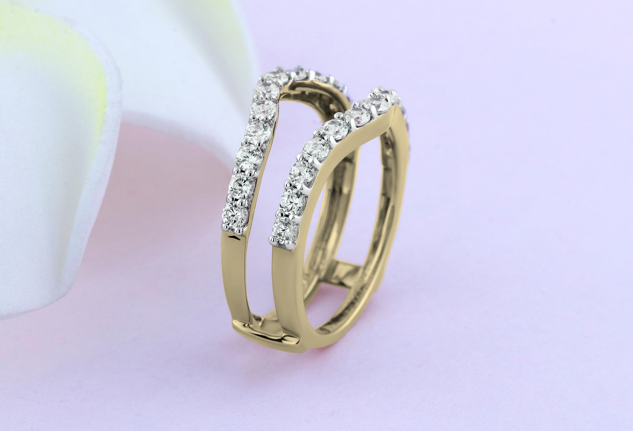 Dazzlingrock Collection 1.65 Carat (ctw) Round Cubic Zirconia Wedding Enhancer Guard Ring for Women in 10K Yellow Gold Size 6