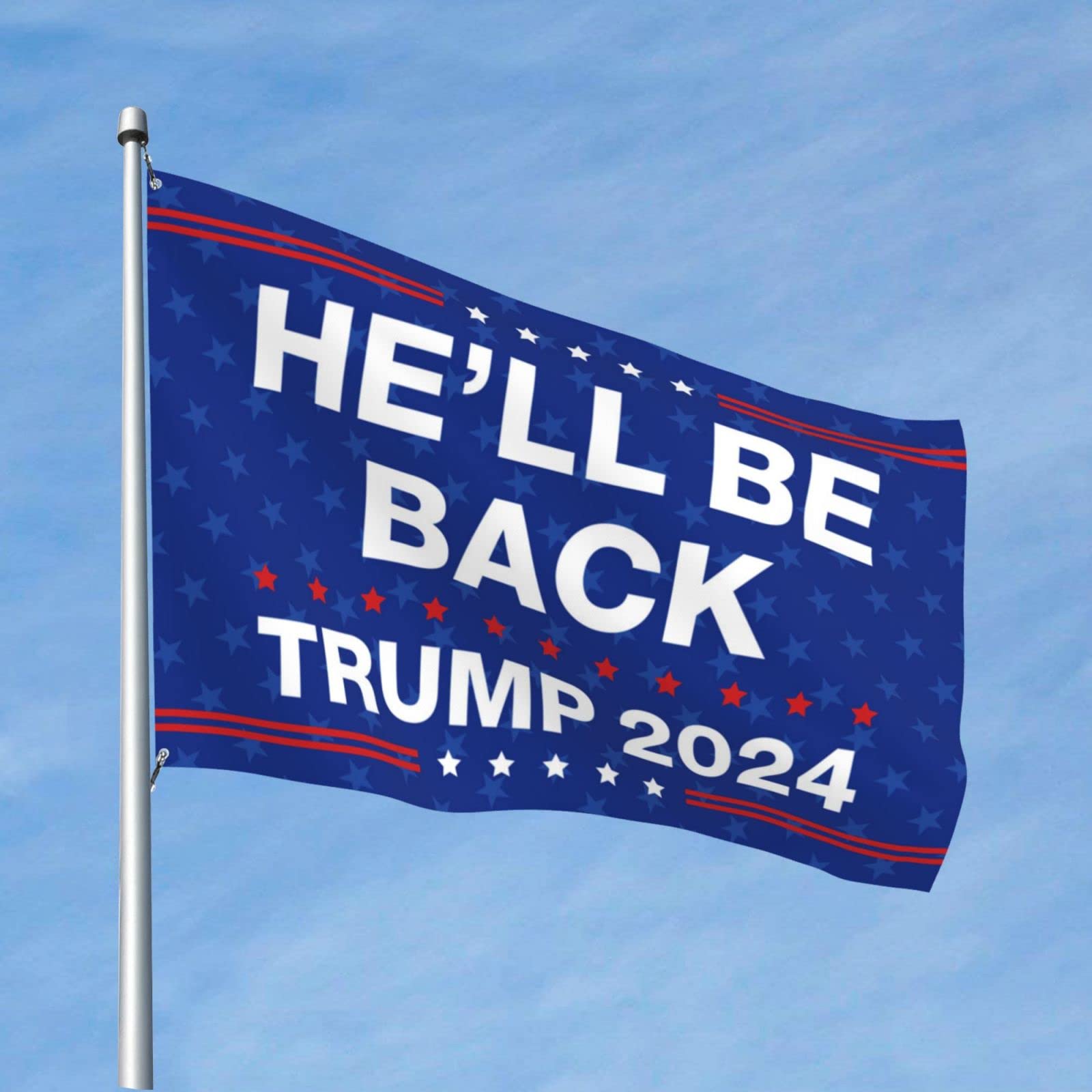 Dsocuiubos College Dorm Posters for Guys He’Ll Be Back Trump Supporters Flag Trump Flags for Boys Room Bathroom Stuff College Flags for Guys (Color : Colour, Size : 120X180CM)