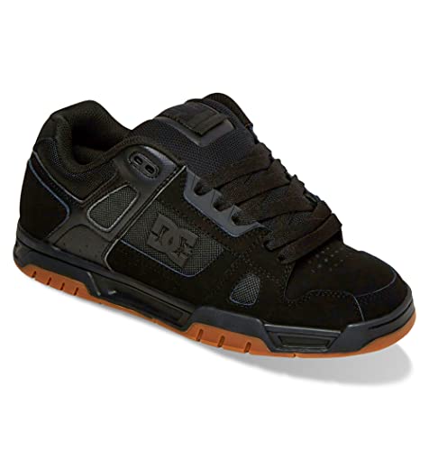 DC Men's Stag Low Top Skate Shoe, Black/Gum, 7 D US