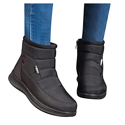 FASDNENDYS Women's Winter Boots Soled Fashion Colorblock Women's Thick Wedges Shoes Boots Short Women's Boots Short Tan S